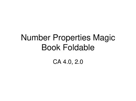 Properties Of Numbers Foldable