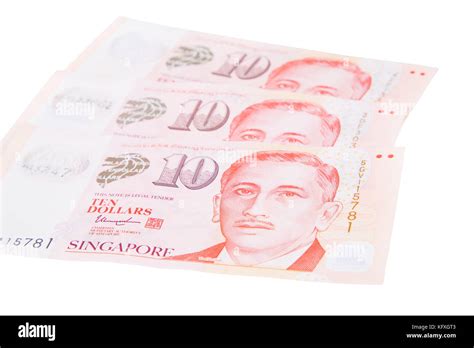Singapore Banknotes Dollars 10 Sgd Isolated On A White Background