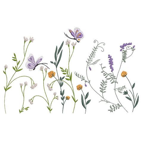 Chinoiserie Wildflower Oasis Machine Embroidery Design Mini Flower