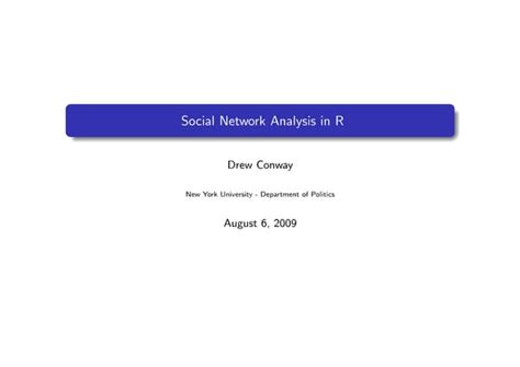 Social Netowork Analysis In R Pdf