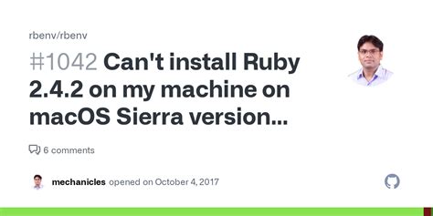 can t install ruby 2 4 2 on my machine on macos sierra version 10 12 6