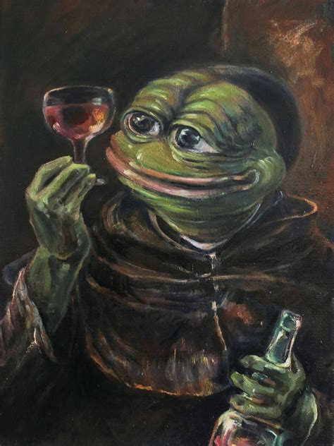 Pepe The Frog The Drinking Monk Pepe Bitcoins Accepted Etsy