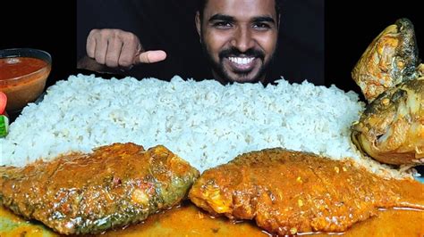 Spicy Whole Fish Curry Fish Head Curry Rice And Salad Mukbang Indian