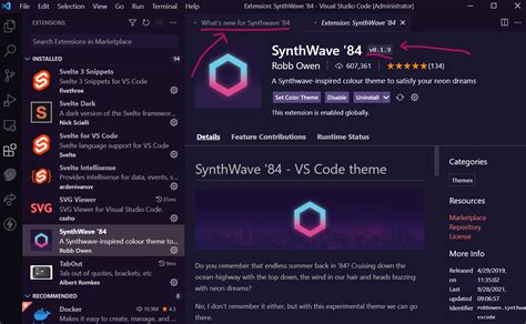 Blank Whats New In Synthwave 84 Opens When Starting Vscode · Issue