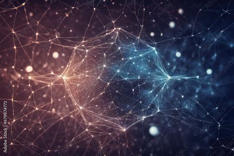 Abstract Technology Background With A Cyber Network Grid And Connected Particles Artificial