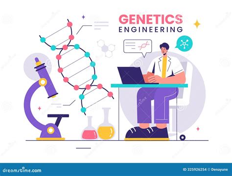 Vector Illustration Of Genetic Engineering And Dna Modifications With