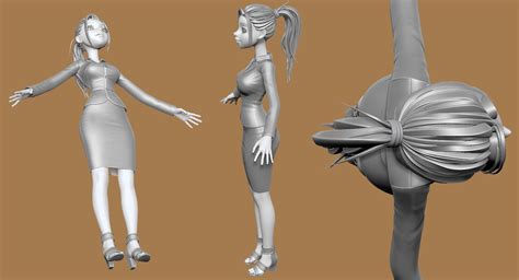 Cartoon Business Woman H2o2 3d Model 30 Unknown Obj Ztl Free3d
