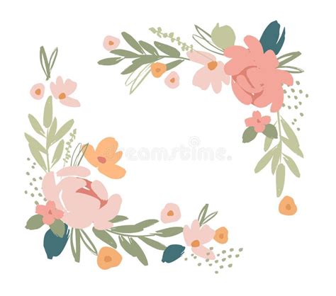 Vector Isolated Floral Design With Cute Flowers Template For Card