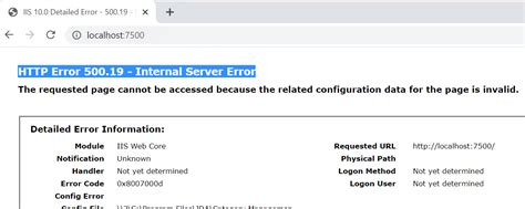 Asp Net How Do I Resolved Error 500 19 Internal Server Error In IIS 10 Stack Overflow