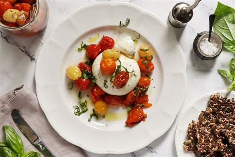 Burrata With Roasted Cherry Tomatoes Recipe Cook Me Recipes