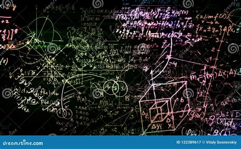 3D Rendering Of Abstract Blocks Of Mathematical Formulas Located In The