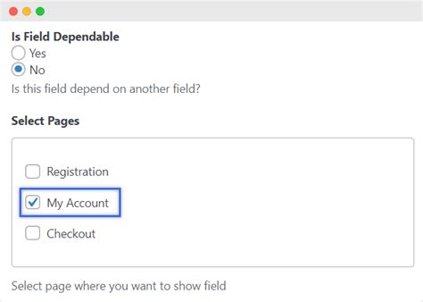 how to show custom created fields on the my account page documentation