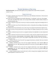 Practice Question Char Array 1 Pdf Practice Question On Char Array Naming Convention Size