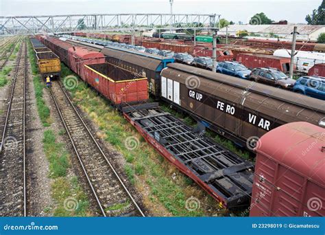 In Marshalling Yard Editorial Stock Image Image Of Freight 23298019