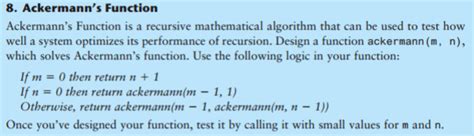 solved 8 ackermann s function ackermann s function is a