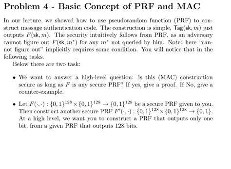 Solved Problem 4 ﻿basic Concept Of Prf And Macin Our