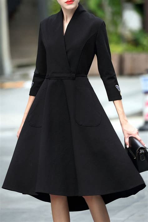 True Class / Crossover Collar Dovetail Dress | Timeless Fashion | Midi ...