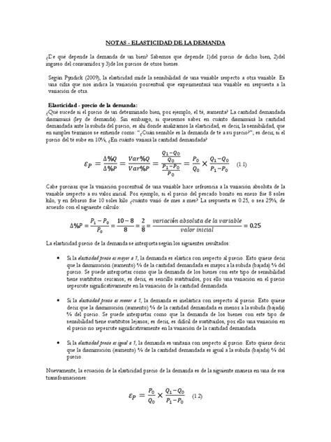 Repaso Elasticidad Y Sus Tipos Pdf Elasticidad Economía La