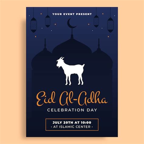 Free Vector Eid Al Adha Mubarak Poster Template Design