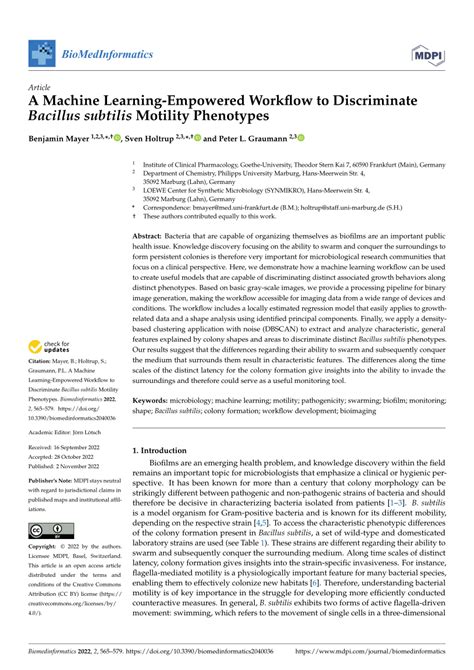 Pdf A Machine Learning Empowered Workflow To Discriminate Bacillus