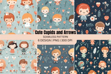 Valentine Cute Cupids And Arrows Pattern Graphic By Gooboat245963