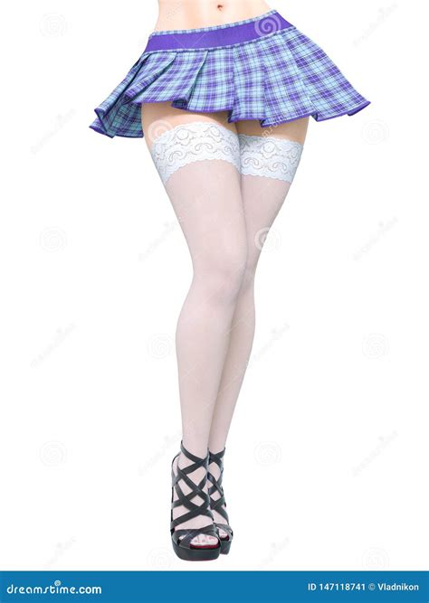 Jaula Azul Corta Y Medias De La Falda De Las Piernas Femeninas