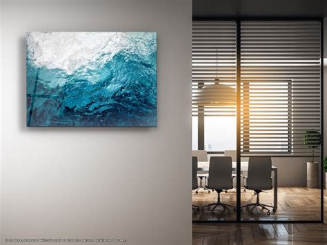 Glass Wall Art Ocean Tempered Glass Art Sea Wave Wall Hanging Etsy