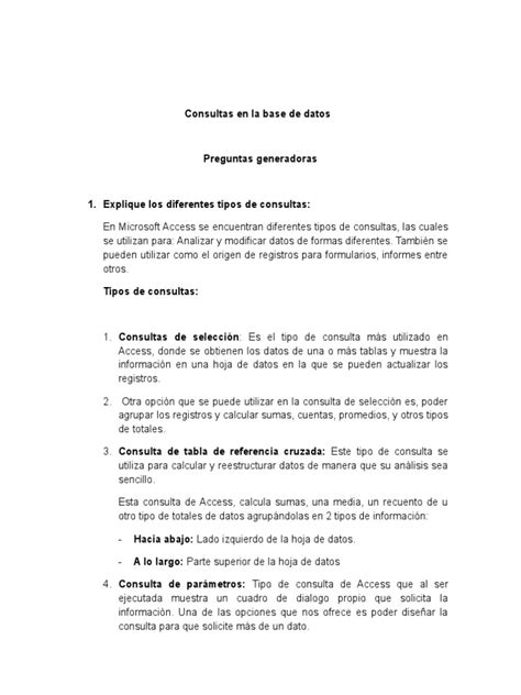 Consultas Base De Datos Pdf Sql Recuperación De Información