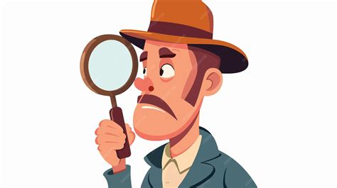Cartoon Man Looking Through A Magnifying Glass Premium Ai Generated