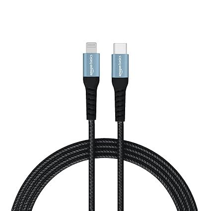 Amazon Basics Aluminum With Nylon Braided Usb C To Lightning Mfi Certified Charging Cable Grey