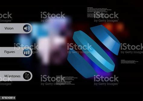 회전 된 육각형의 모티브로 3d 그림 Infographic 템플릿 3 파란색 부분에 비스듬히 간단한 서명 및 사이드 바에서에