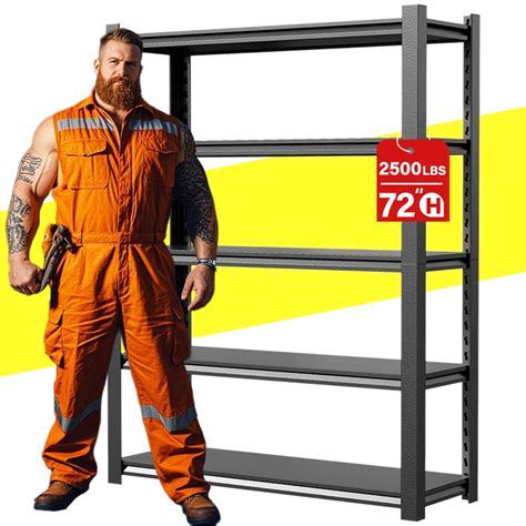 72 H Garage Shelving Unit Garage Storage Shelves 2500lbs Heavy Duty