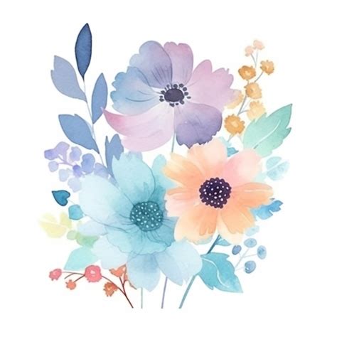 Una Pintura De Acuarela De Un Ramo De Flores Foto Premium