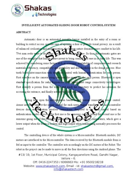 intelligent automated sliding door robot control system pdf robot robotics