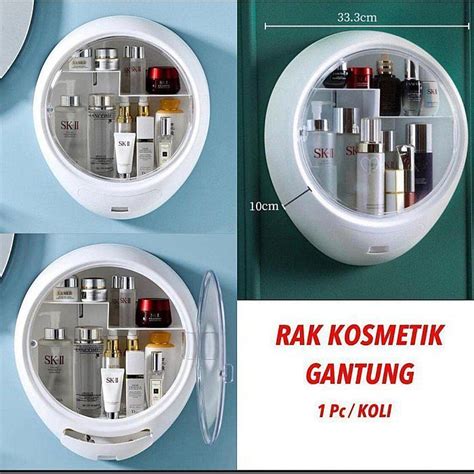 Rak Kosmetik Dinding Oval Rak Obat Gantung Tempel Makeup Storage Simpan Tembok Kamar Mandi Rak