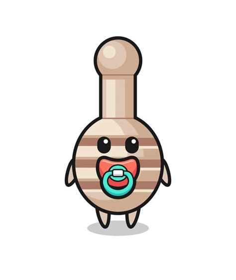젖꼭지 귀여운 디자인이 있는 아기 꿀 국자 만화 캐릭터 프리미엄 벡터