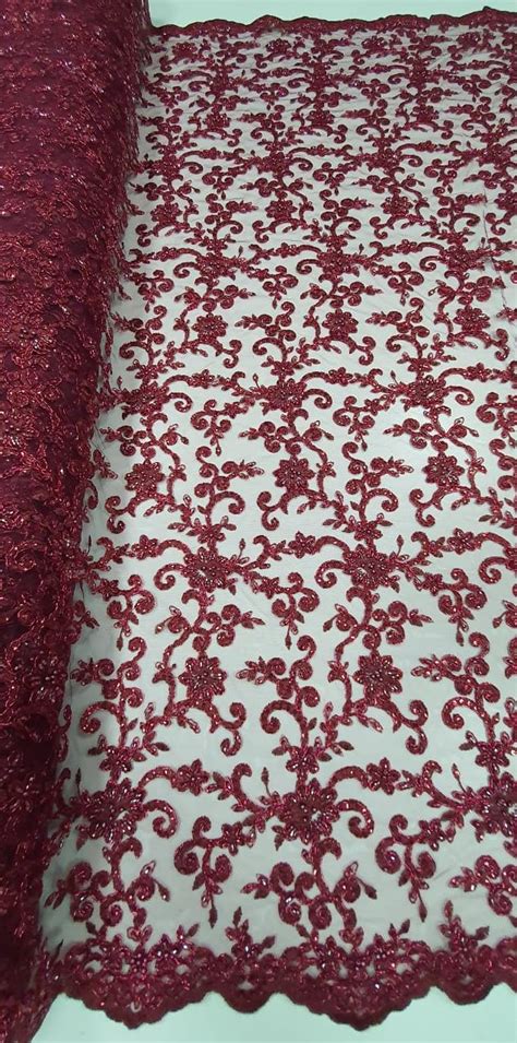 Tule Bordado Pedrarias e Fio Metálico Marsala Modelo PS22ST