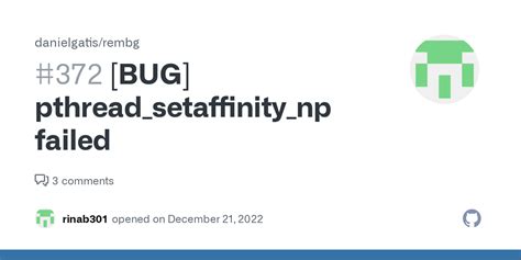 BUG Pthread Setaffinity Np Failed Issue Danielgatis Rembg GitHub