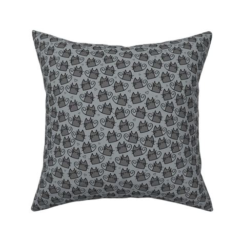 Small Scale Cats Tinkle Cat Dark Gray Fabric Spoonflower
