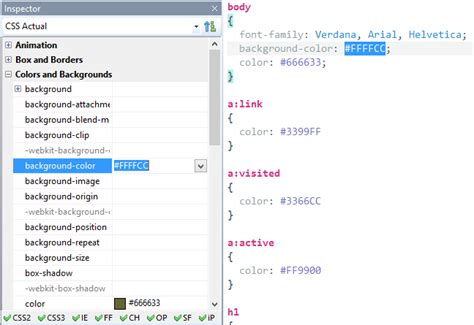 Using Inspector Htmlpad