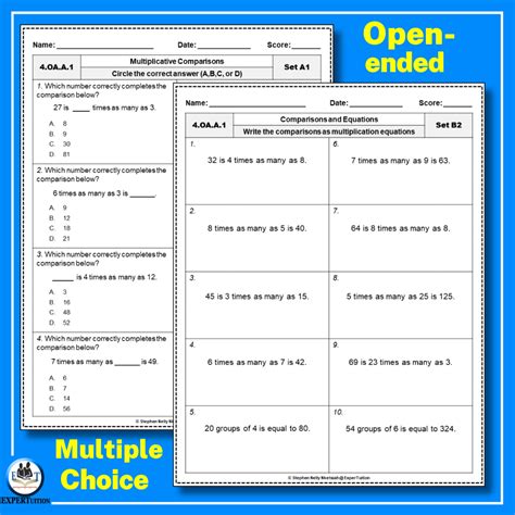 Multiplicative Comparison Worksheets Multiplication Worksheets