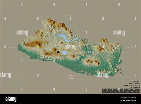 Area Of El Salvador Isolated On A Solid Background In A Georeferenced