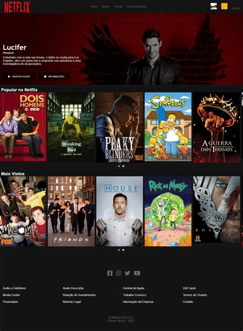 Projeto Clone Da Interface Da Netflix Concluído Com Sucesso Projeto Feito Com Html Css E