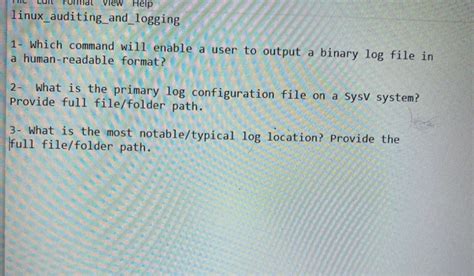 Solved Mat View Help Linux Auditing And Logging Which Chegg