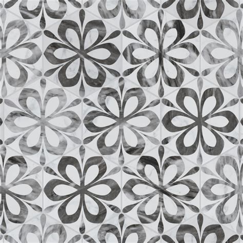Classico Bardiglio Hex Daisy 7 In X 8 In Porcelain Floor And Wall