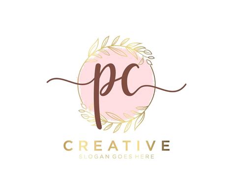 Initial Pc Feminine Logo Usable For Nature Salon Spa Cosmetic And