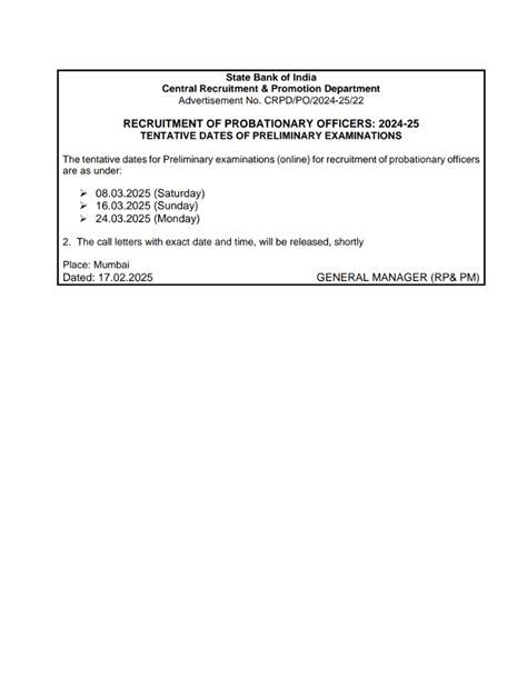 Sbi Po Exam Date 2025 Out Download Prelims Revised Exam Schedule Notice