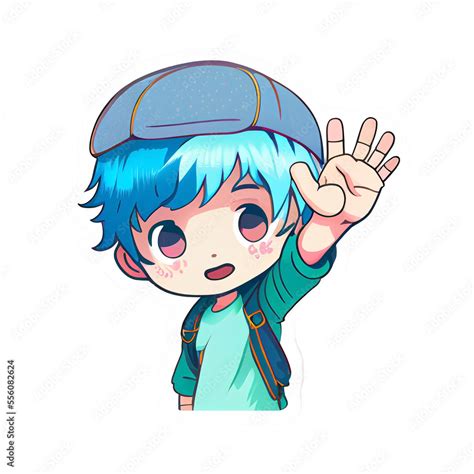 Anime Girl Saying Hi And Waving Hand To Greet Person With Smile Face