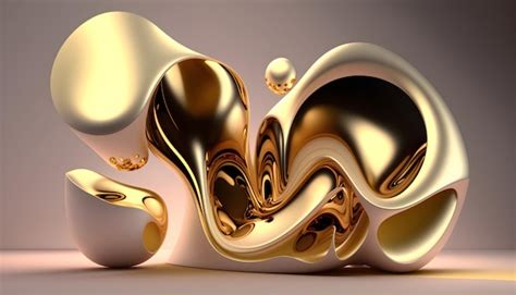 Premium Ai Image Metallic Golden Swirls Morphing Abstract Fluid Art