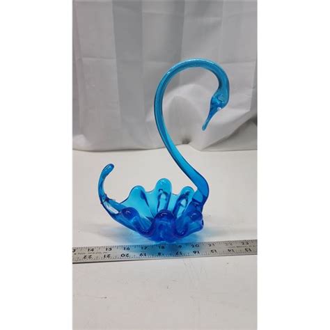 Alta Blue Glass Swan Vase Schmalz Auctions